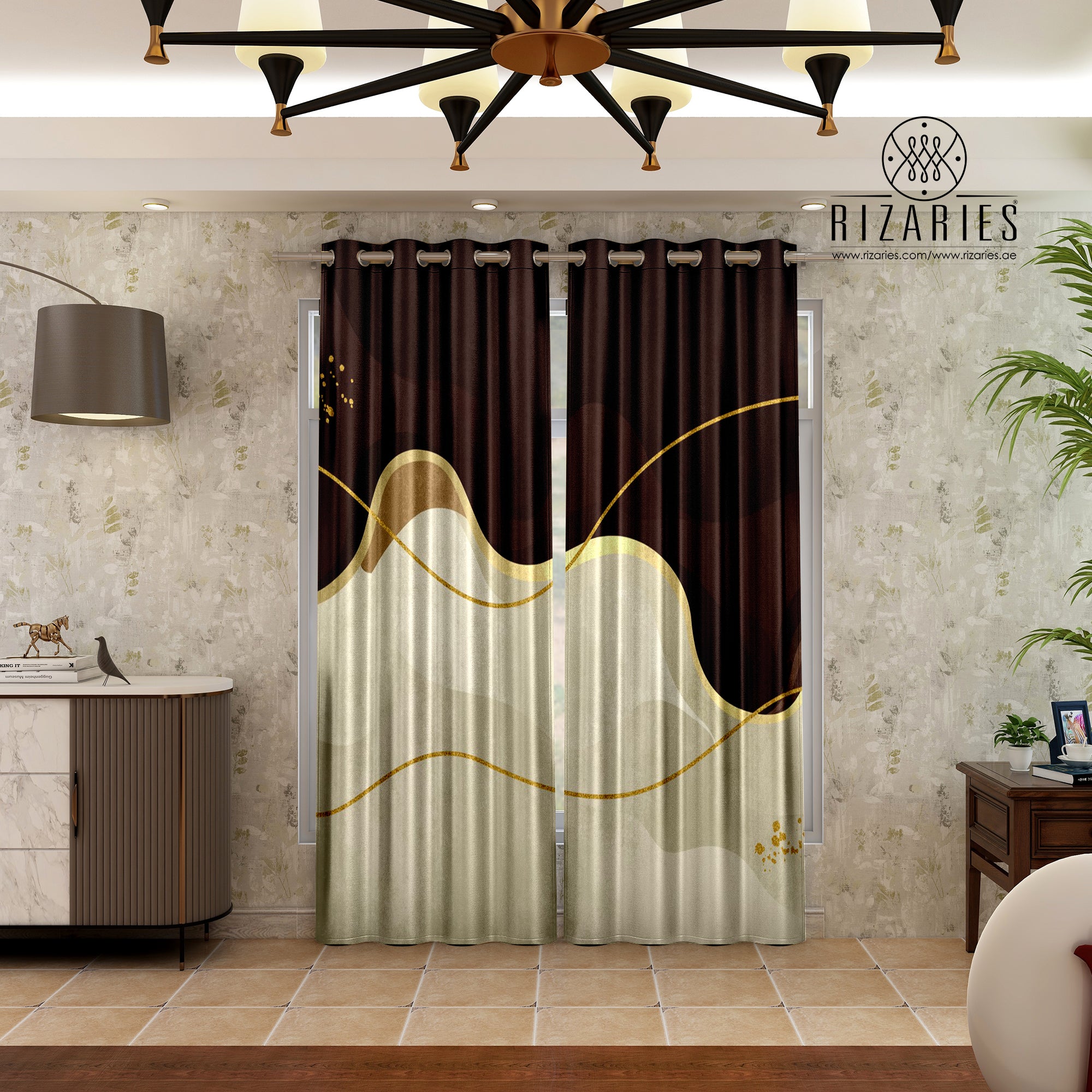Coffee Cream Wavy Curtains – Rizaries
